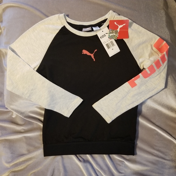 Puma | Shirts & Tops | Puma Girls Long Sleeve Shirt Blackgray Top Logo ...